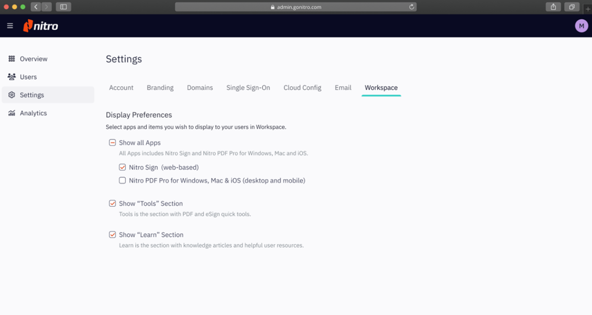 Manage Your Account in Nitro Workspace